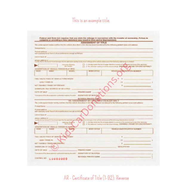 Arkansas Vehicle Titles | Kids Car Donations