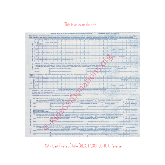 California Vehicle Titles | Kids Car Donations