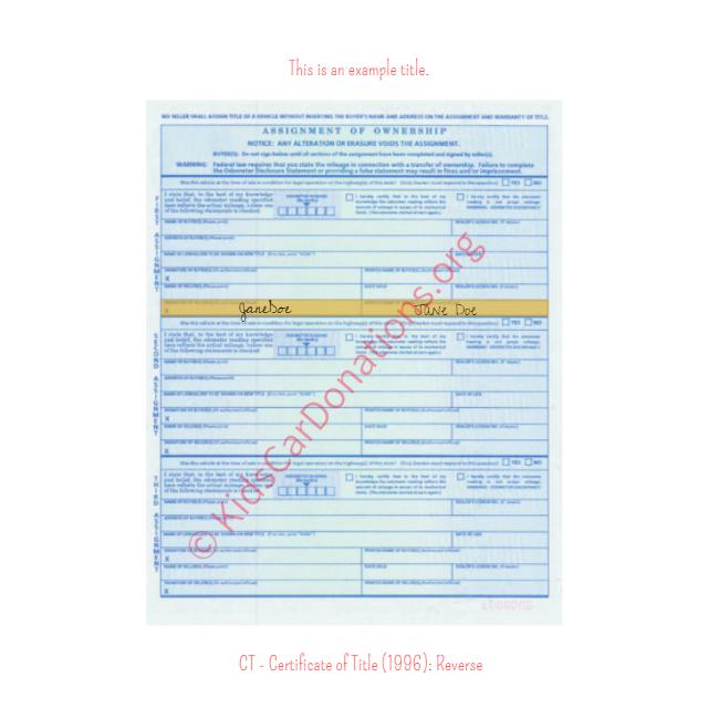 Connecticut Vehicle Titles | Kids Car Donations