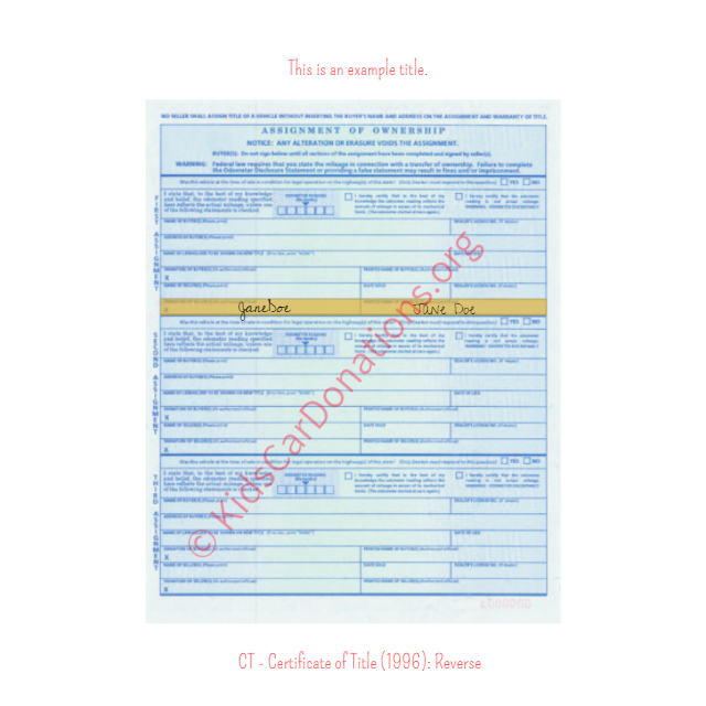 Connecticut Vehicle Titles | Kids Car Donations