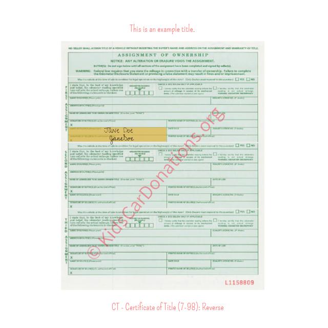 Connecticut Vehicle Titles | Kids Car Donations