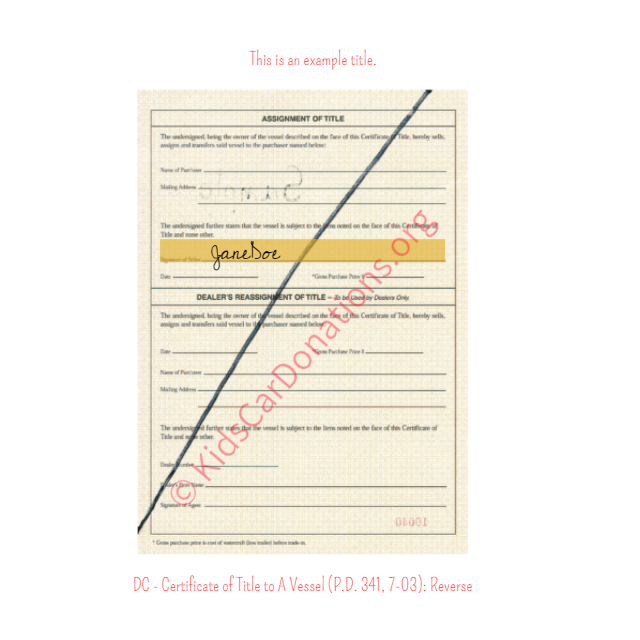 Washington, DC Vehicle Titles | Kids Car Donations