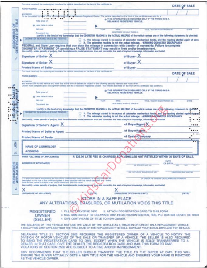 Delaware Vehicle Titles | Kids Car Donations