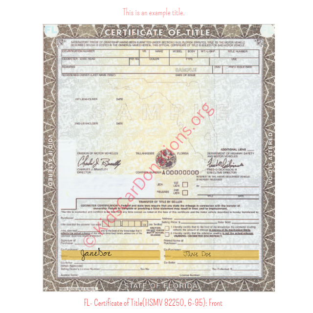 Florida Vehicle Titles | Kids Car Donations