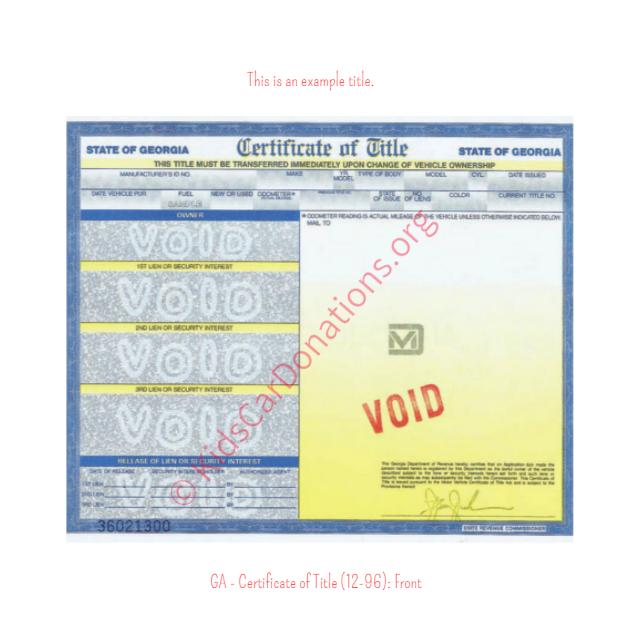 Georgia Vehicle Titles | Kids Car Donations