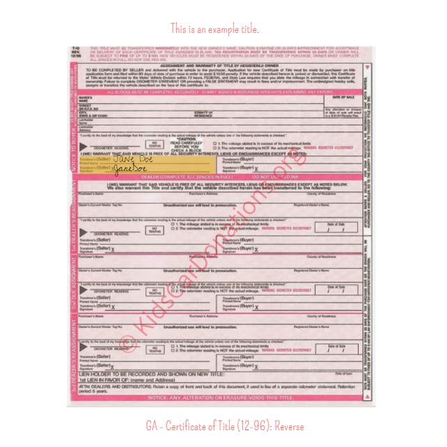 Georgia Vehicle Titles | Kids Car Donations