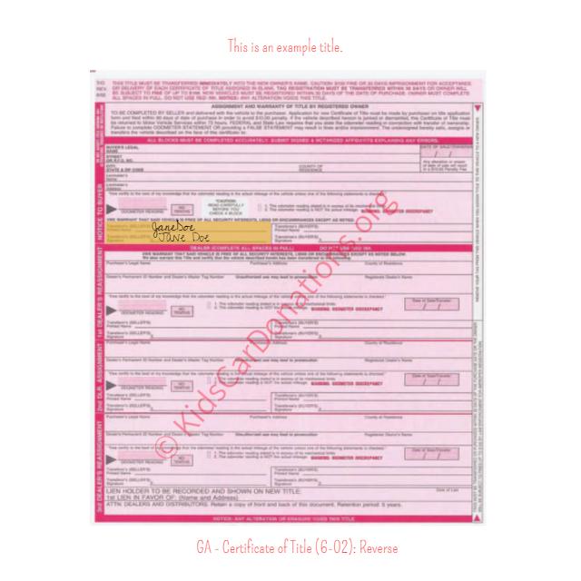 Georgia Vehicle Titles | Kids Car Donations