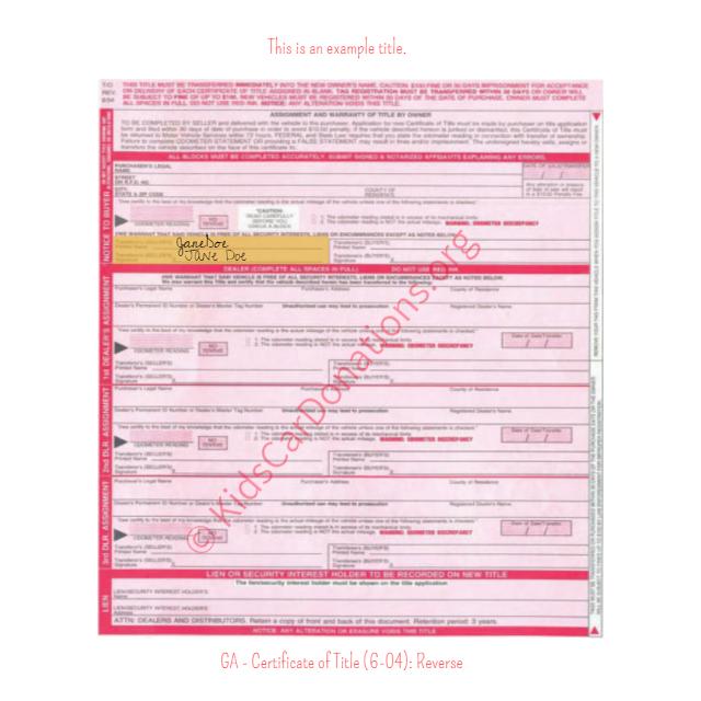 Georgia Vehicle Titles | Kids Car Donations