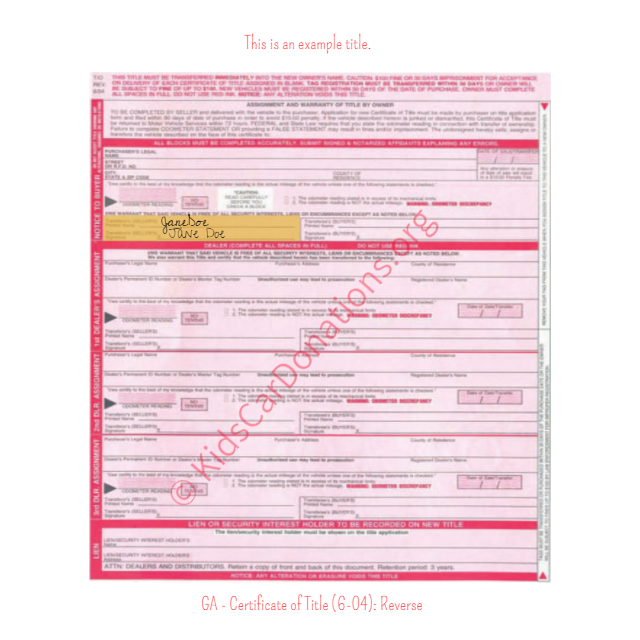 Georgia Vehicle Titles | Kids Car Donations