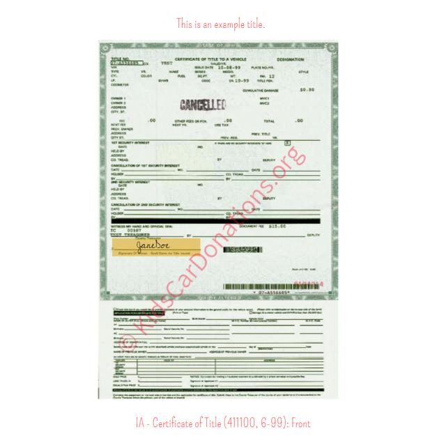 Iowa Vehicle Titles | Kids Car Donations