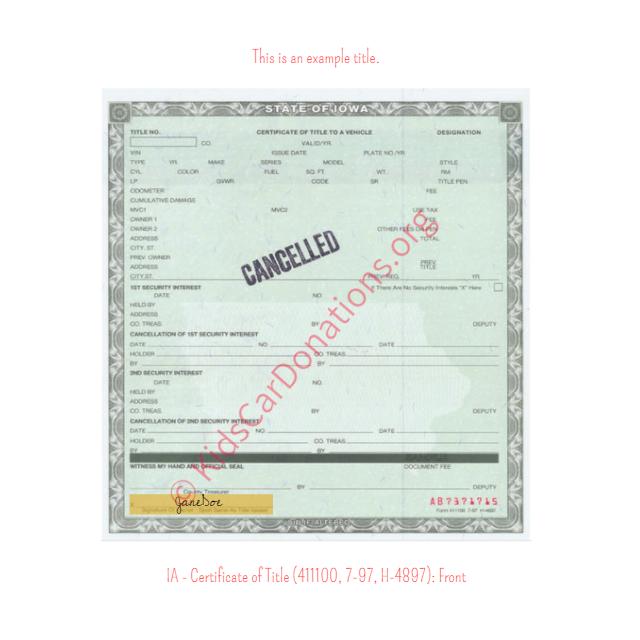 Iowa Vehicle Titles | Kids Car Donations