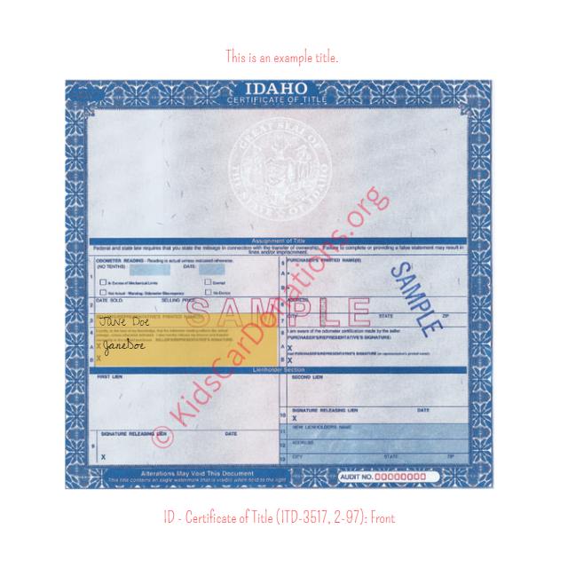 Idaho Vehicle Titles | Kids Car Donations