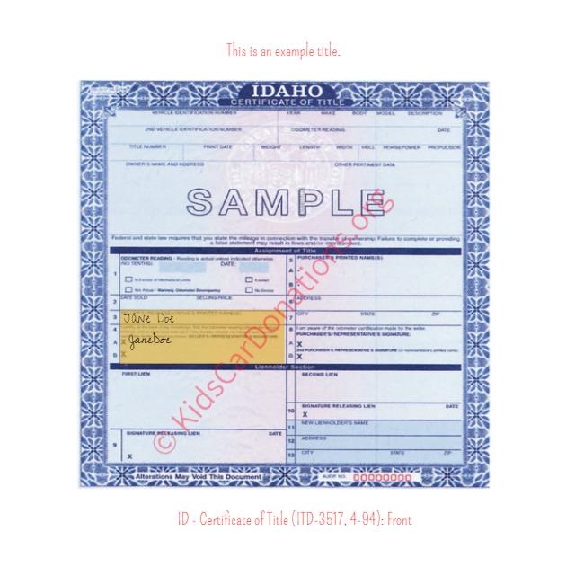 Idaho Vehicle Titles | Kids Car Donations