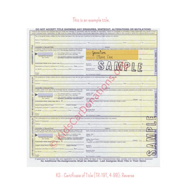 Kansas Vehicle Titles | Kids Car Donations