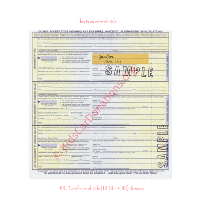 Kansas Vehicle Titles | Kids Car Donations