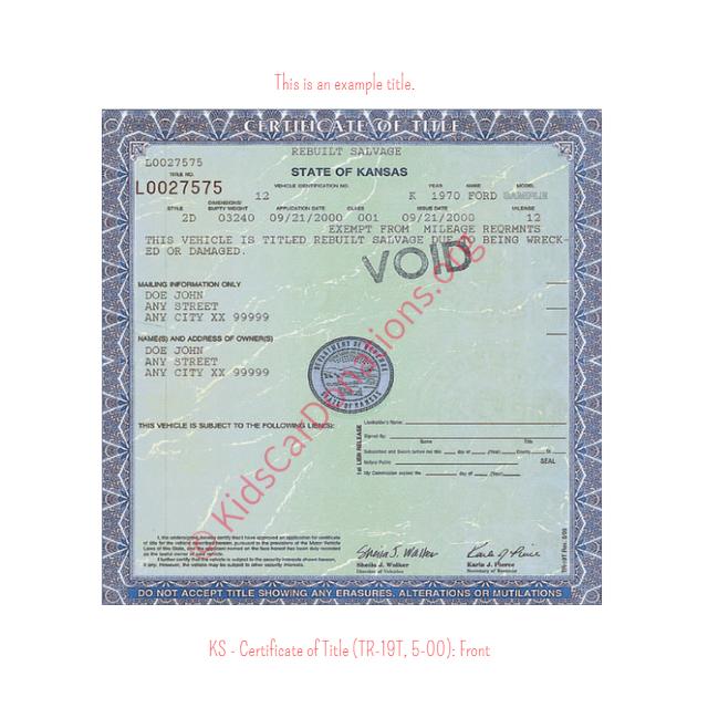 Kansas Vehicle Titles | Kids Car Donations