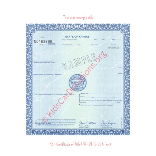 Kansas Vehicle Titles | Kids Car Donations