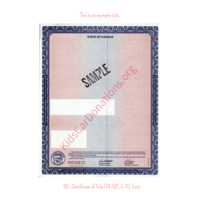 Kansas Vehicle Titles | Kids Car Donations