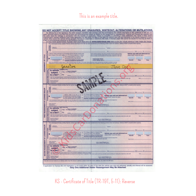 Kansas Vehicle Titles | Kids Car Donations