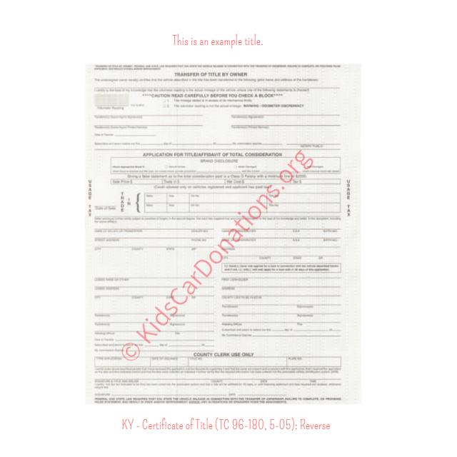 Kentucky Vehicle Titles | Kids Car Donations