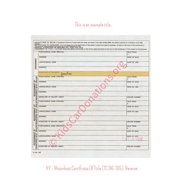 Kentucky Vehicle Titles | Kids Car Donations