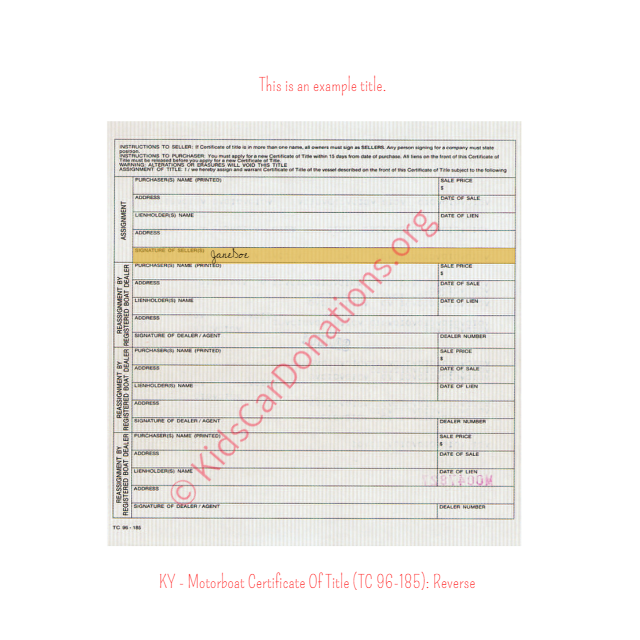 Kentucky Vehicle Titles | Kids Car Donations