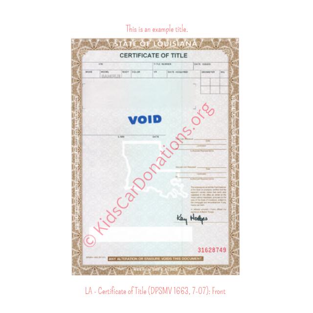 Louisiana Vehicle Titles | Kids Car Donations