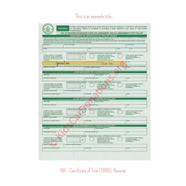 Massachusetts Vehicle Titles | Kids Car Donations