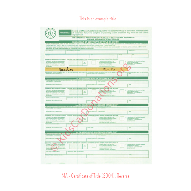 Massachusetts Vehicle Titles | Kids Car Donations