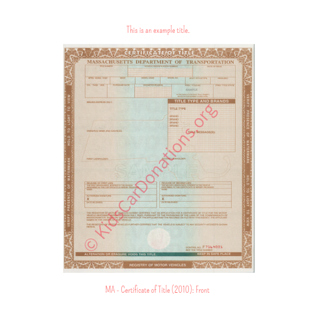 Massachusetts Vehicle Titles | Kids Car Donations