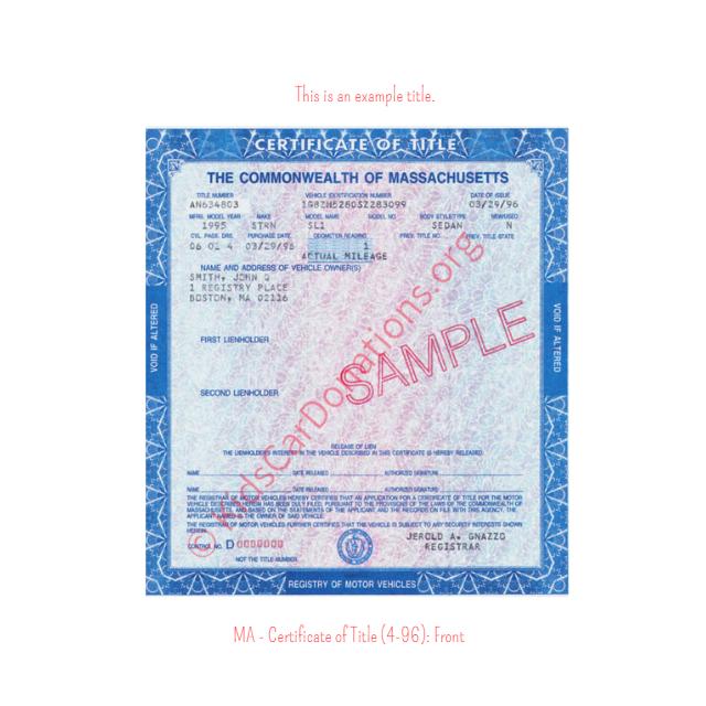 Massachusetts Vehicle Titles | Kids Car Donations