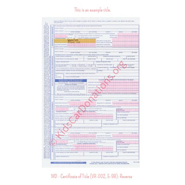 Maryland Vehicle Titles | Kids Car Donations