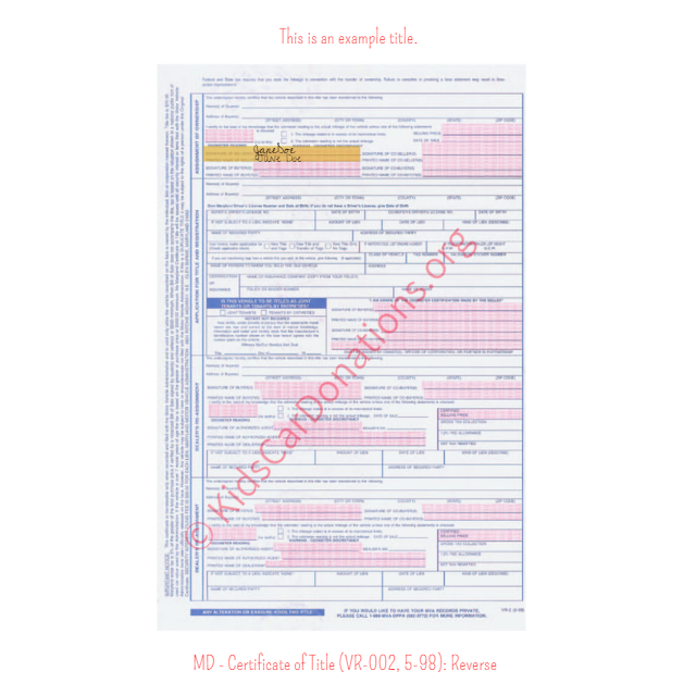 Maryland Vehicle Titles | Kids Car Donations