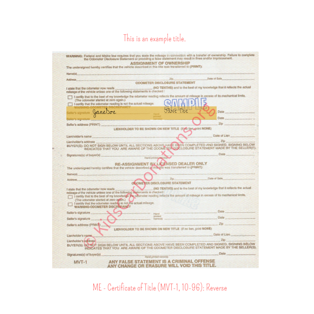 Maine Vehicle Titles | Kids Car Donations