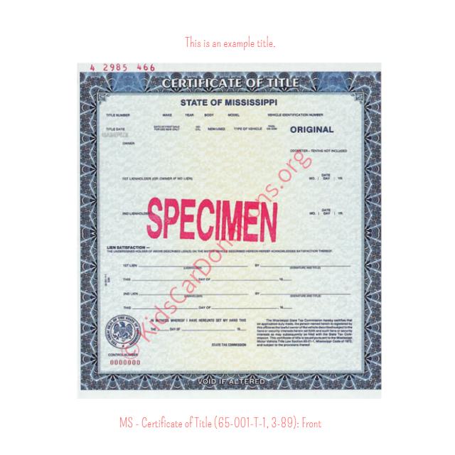 Mississippi Vehicle Titles | Kids Car Donations