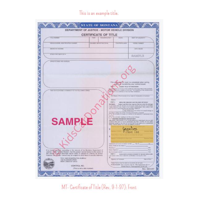 Montana Vehicle Titles | Kids Car Donations