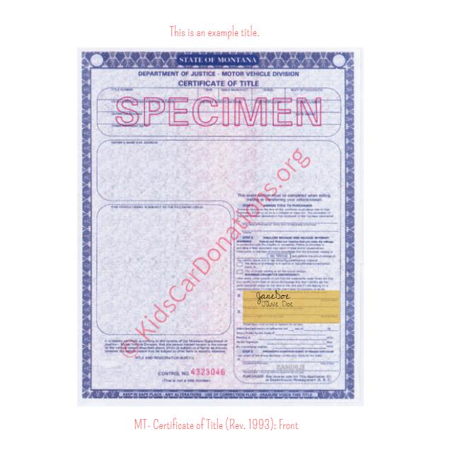 Montana Vehicle Titles | Kids Car Donations