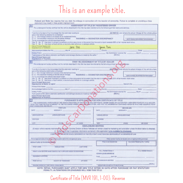 North Carolina Vehicle Titles | Kids Car Donations