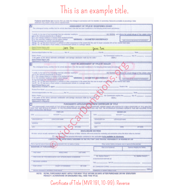 North Carolina Vehicle Titles | Kids Car Donations