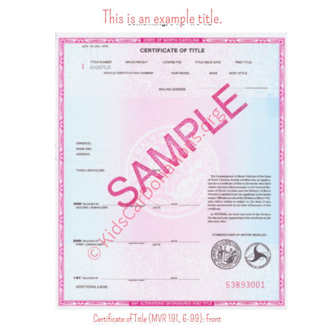 North Carolina Vehicle Titles | Kids Car Donations