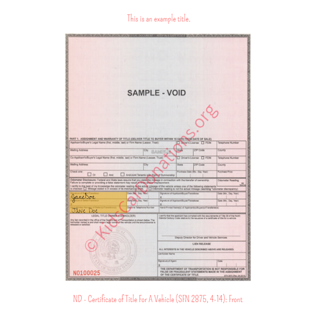 North Dakota Vehicle Titles | Kids Car Donations