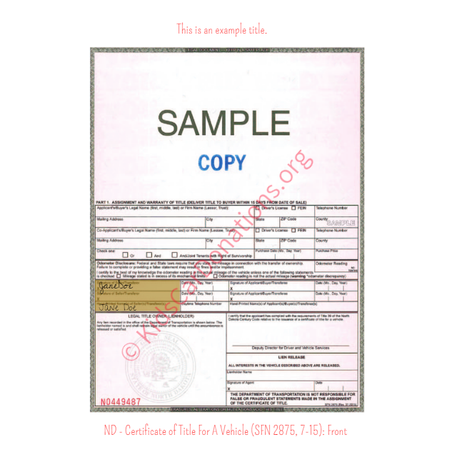 North Dakota Vehicle Titles | Kids Car Donations