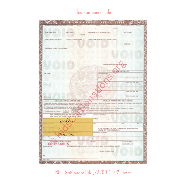 Nebraska Vehicle Titles | Kids Car Donations