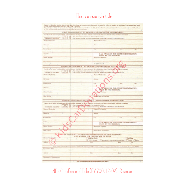 Nebraska Vehicle Titles | Kids Car Donations