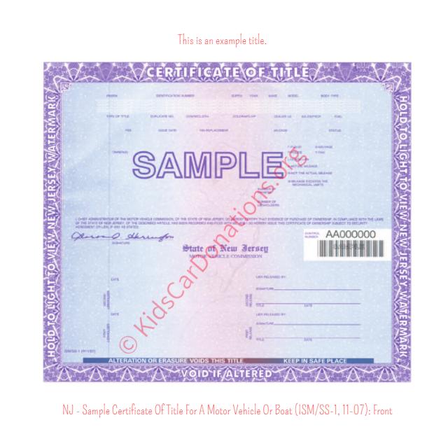 New Jersey Vehicle Titles | Kids Car Donations