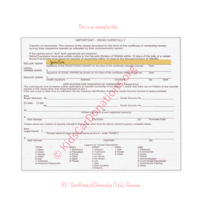 Nevada Vehicle Titles | Kids Car Donations