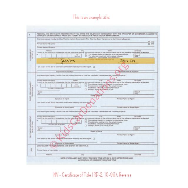 Nevada Vehicle Titles | Kids Car Donations