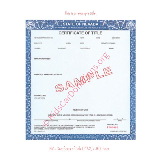 Nevada Vehicle Titles | Kids Car Donations