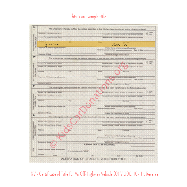 Nevada Vehicle Titles | Kids Car Donations