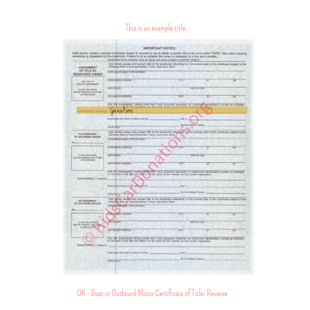 Oklahoma Vehicle Titles | Kids Car Donations